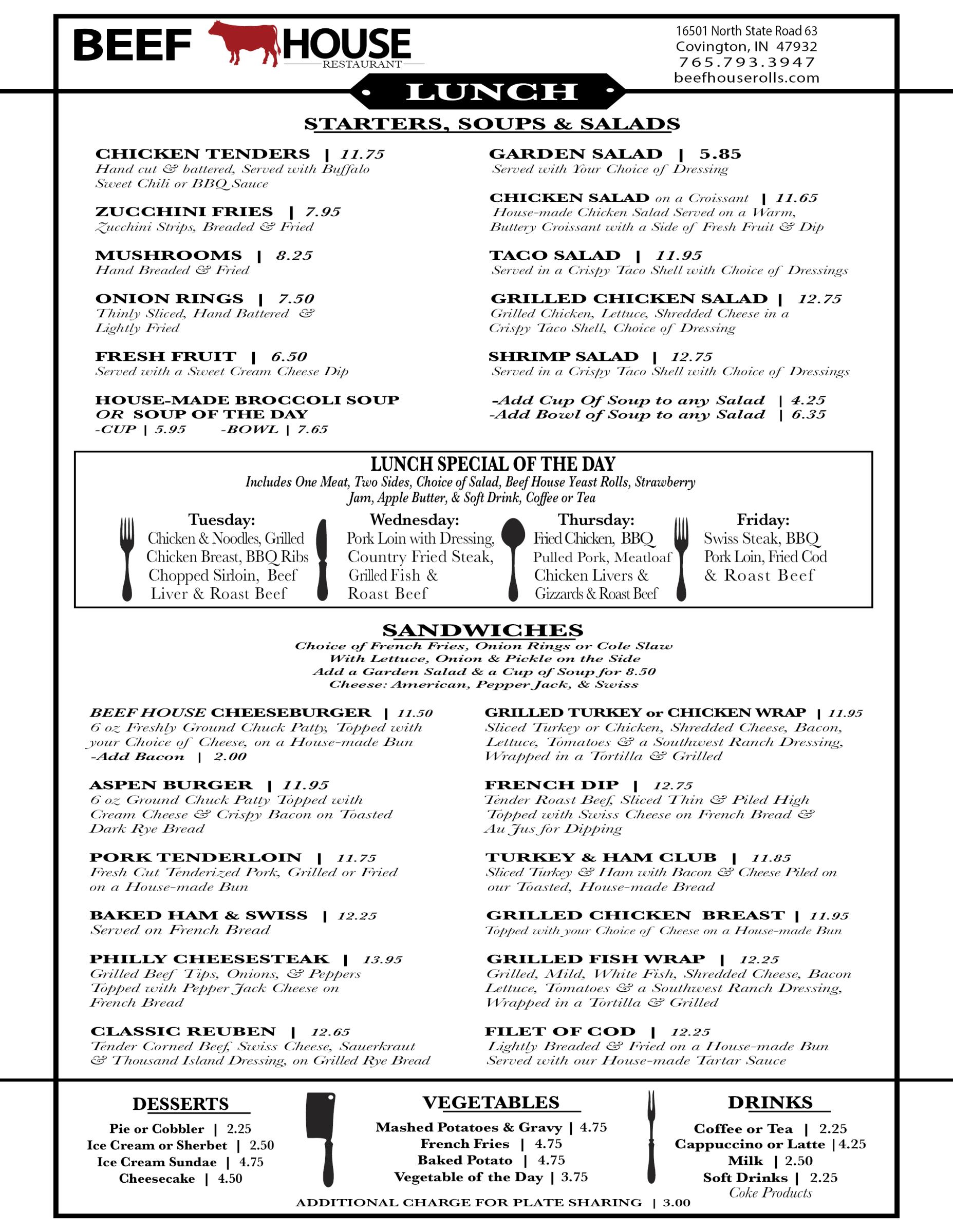 Lunch Specials Beef House Restaurant Lunch Specials Beef House Restaurant